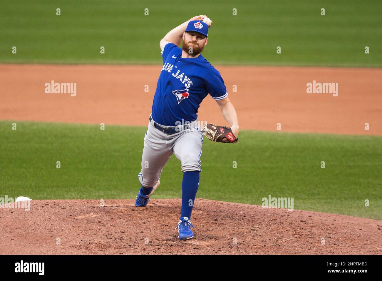 Toronto Blue Jays' Bryan Baker pitches during baseball practice in ...