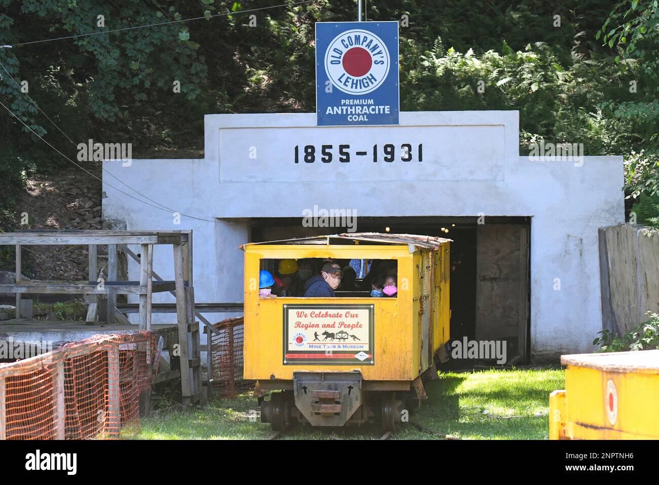 A Mantrip car comes out of the mine with visitors during the Miner's ...