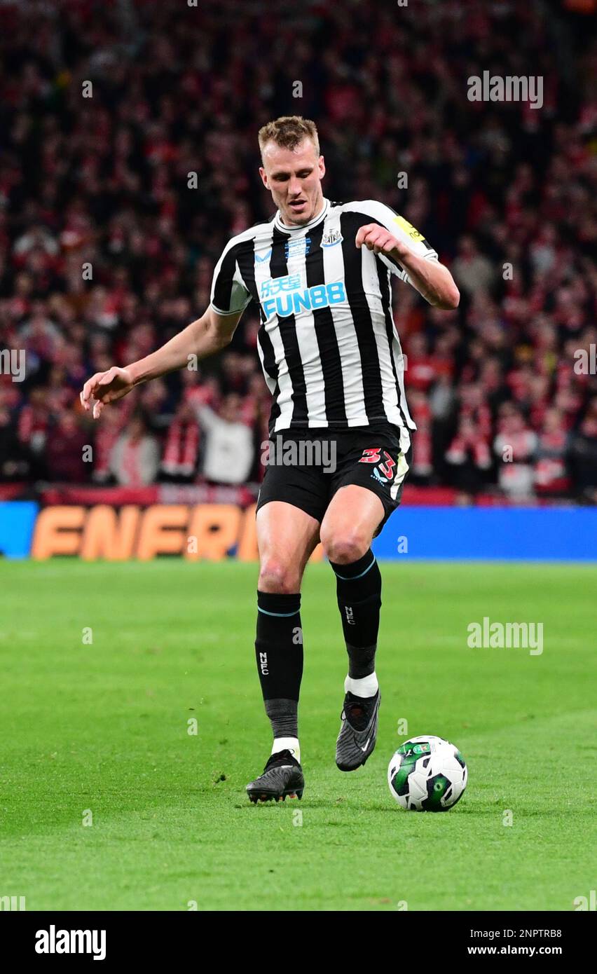 Wembley, London, UK. 26th Feb, 2023. Dan Burn of Newcastle United ...