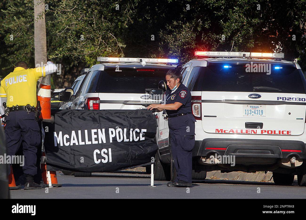 McAllen Police crime scene investigation personnel seal off the scene ...