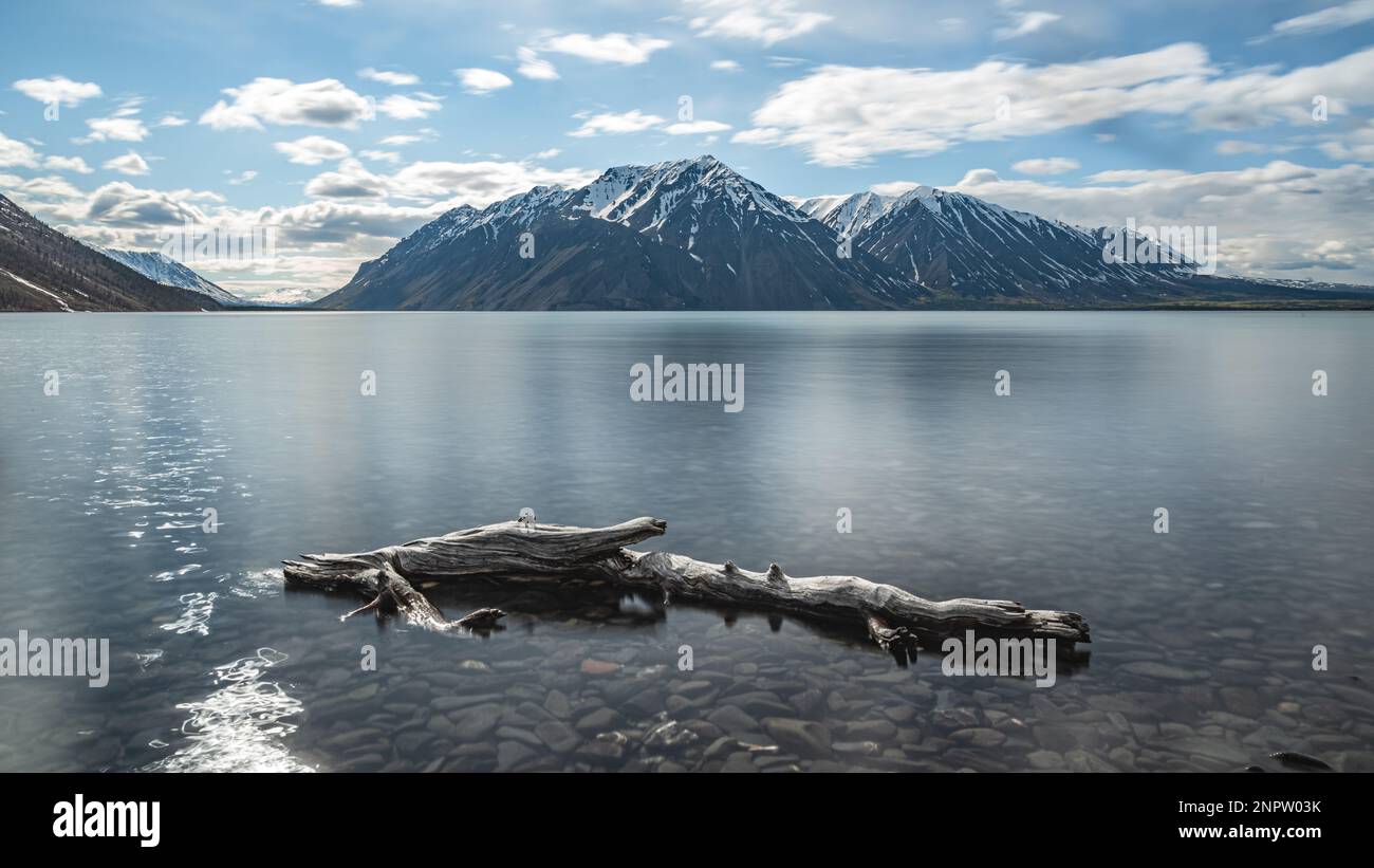 Stunning Kathleen Lake in northern Canada during spring time with ...