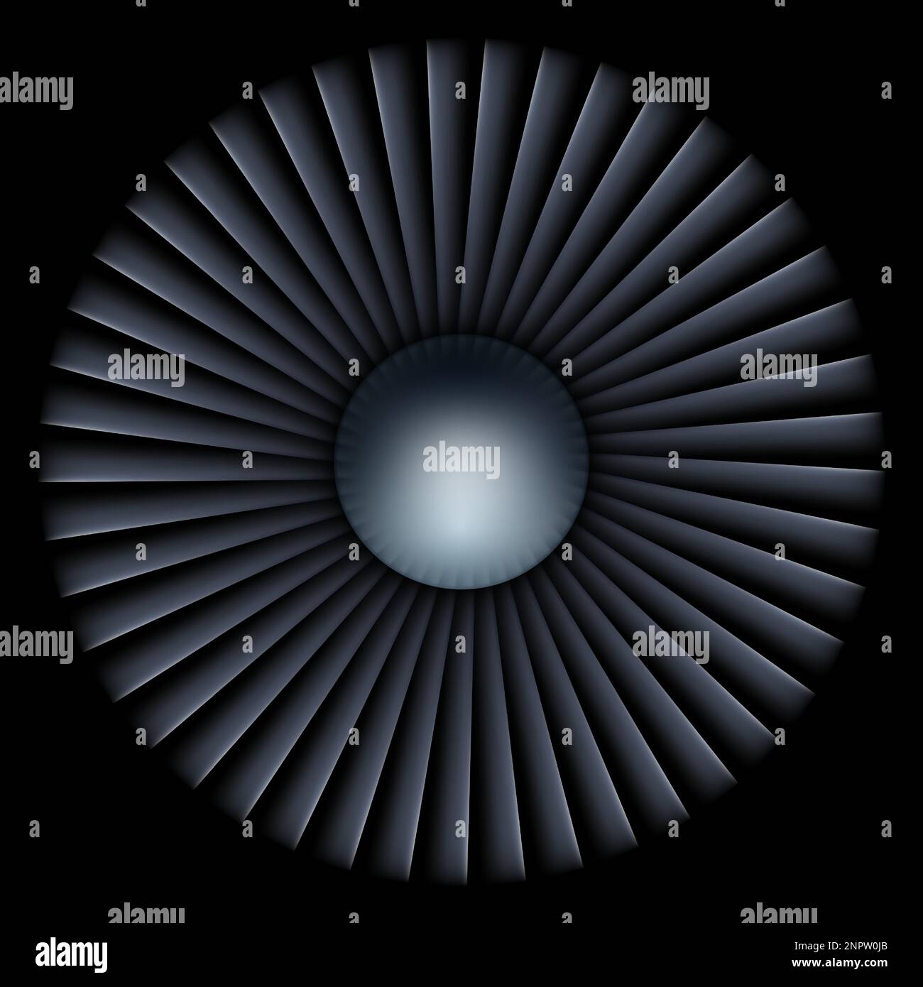Jet aircraft turbine front view with detail of air blades. Vector ...