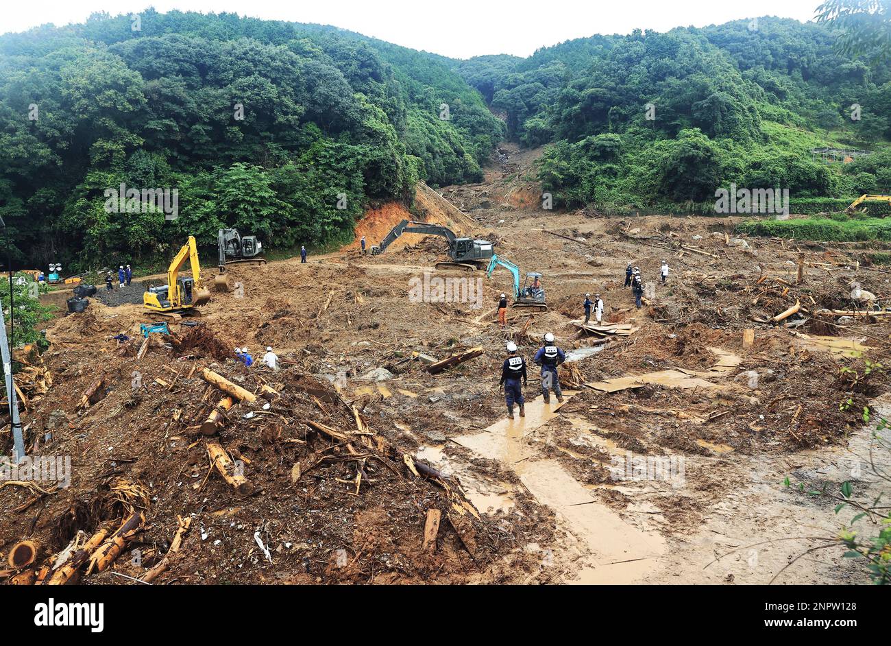 A photo shows landslide-damaged site in Tsunagi Town, Kumamoto ...