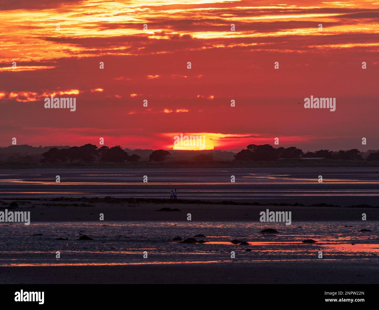 Warm summer sunset over Portmarnock from Claremont Beach Stock Photo ...