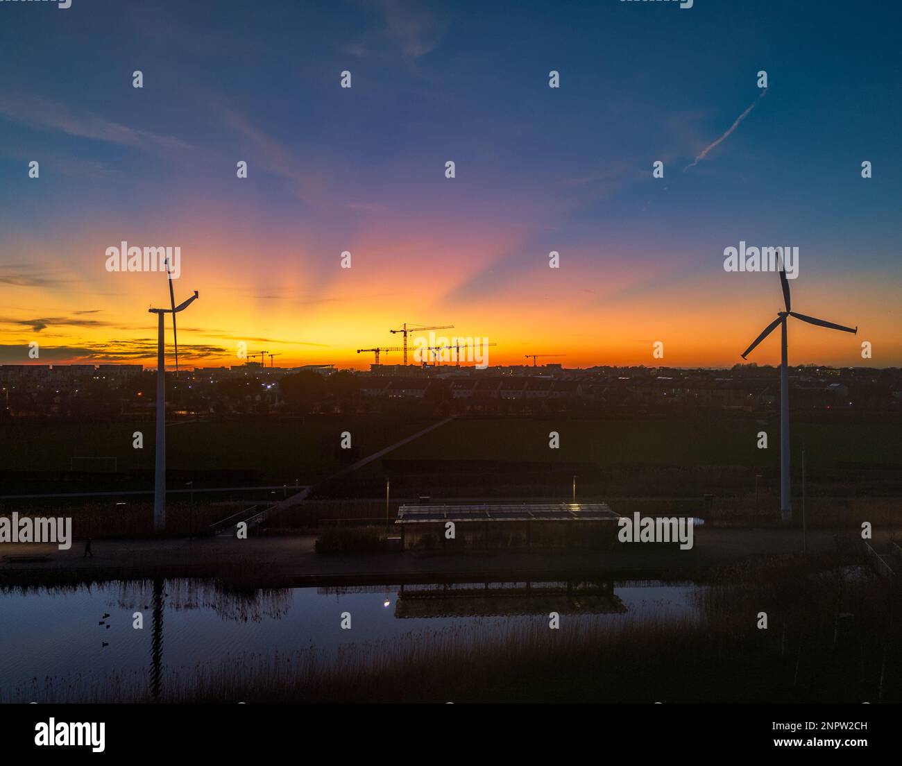 Bright vivid crepuscular ray display at Father Collins Park on a fine ...