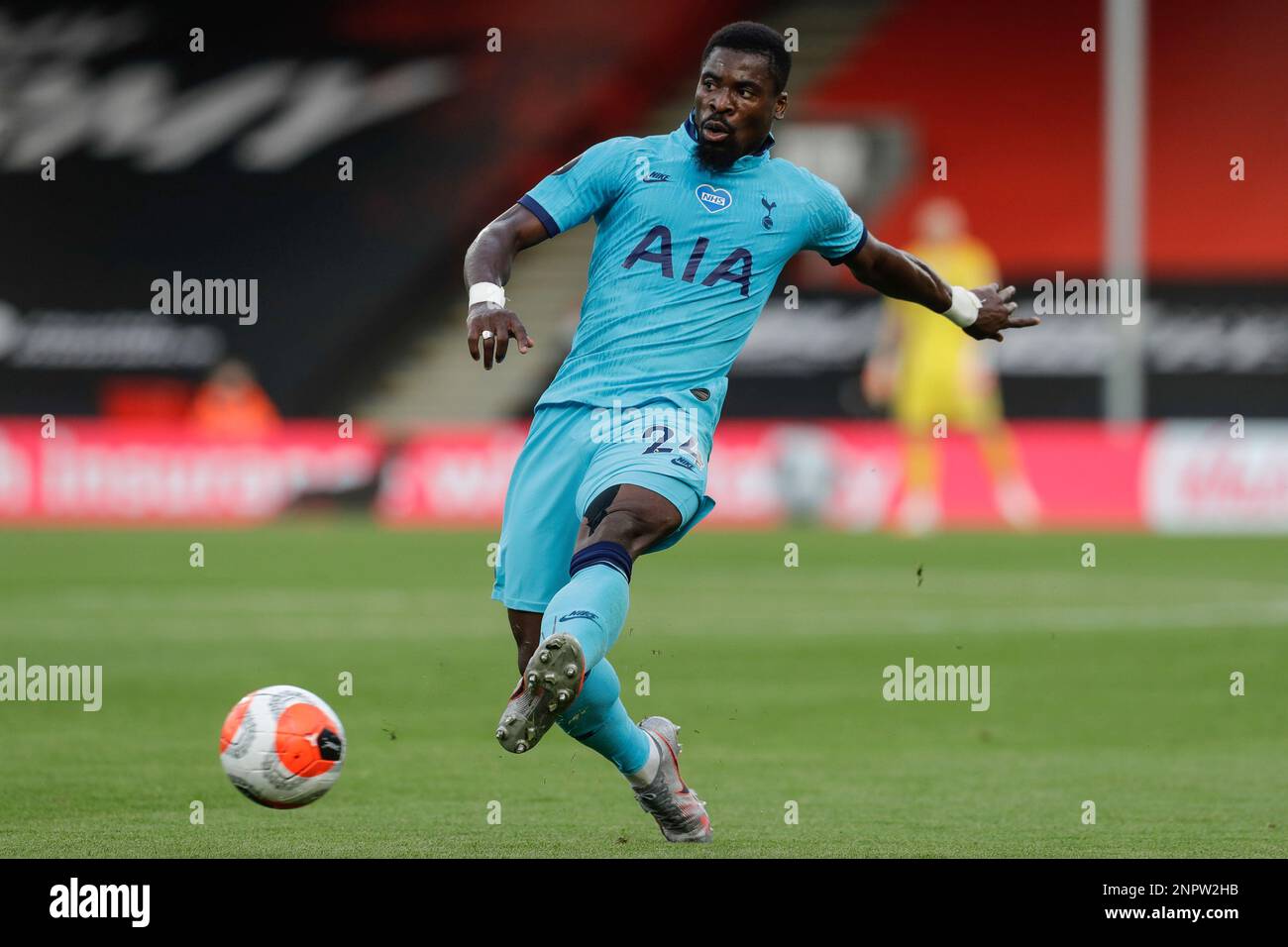 Tottenham's Serge Aurier kicks the ball during the English Premier ...