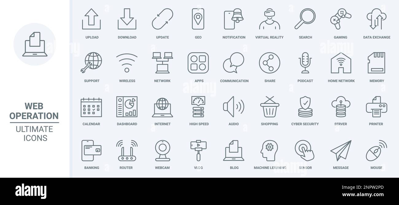 Web communication thin line icons set vector illustration. Outline ...