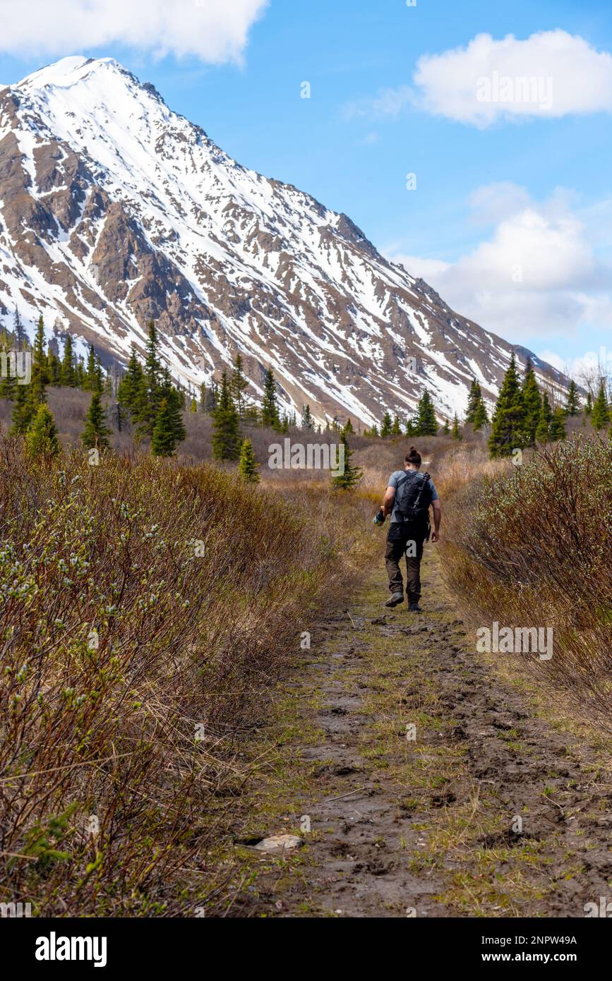 Backcountry hiking in Kluane National Park, Yukon Territory during May ...