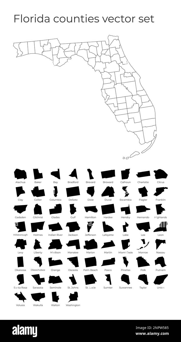 Florida map with shapes of regions. Blank vector map of the Us State ...