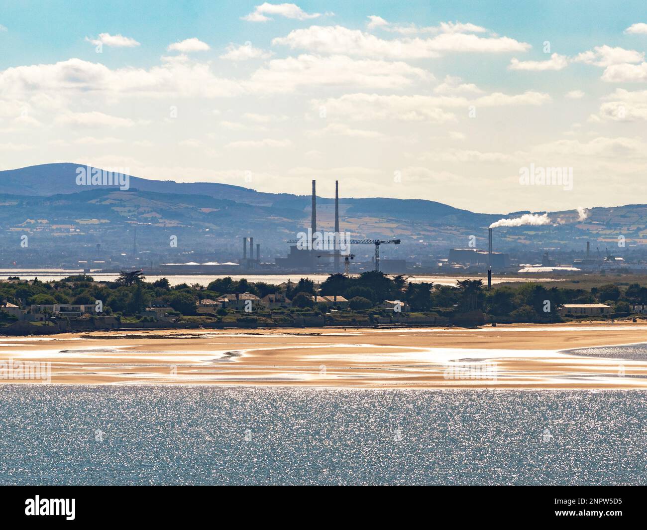 Burrow Beach and the Poolbeg Chimneys as viewed from Ireland's Eye on a ...