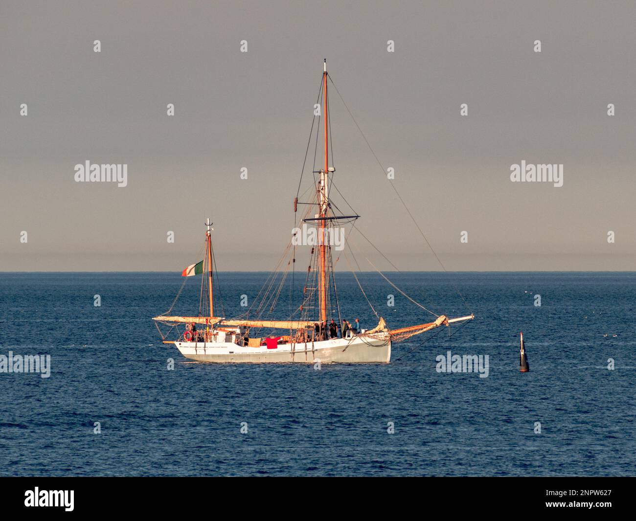 Boat overseas passing by Dún Laoghaire on a fine August evening Stock ...