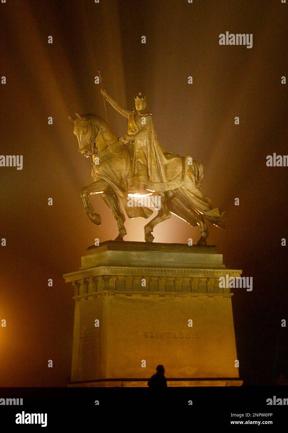 The Apotheosis of St. Louis, a statue of King Louis IX, stands in front ...