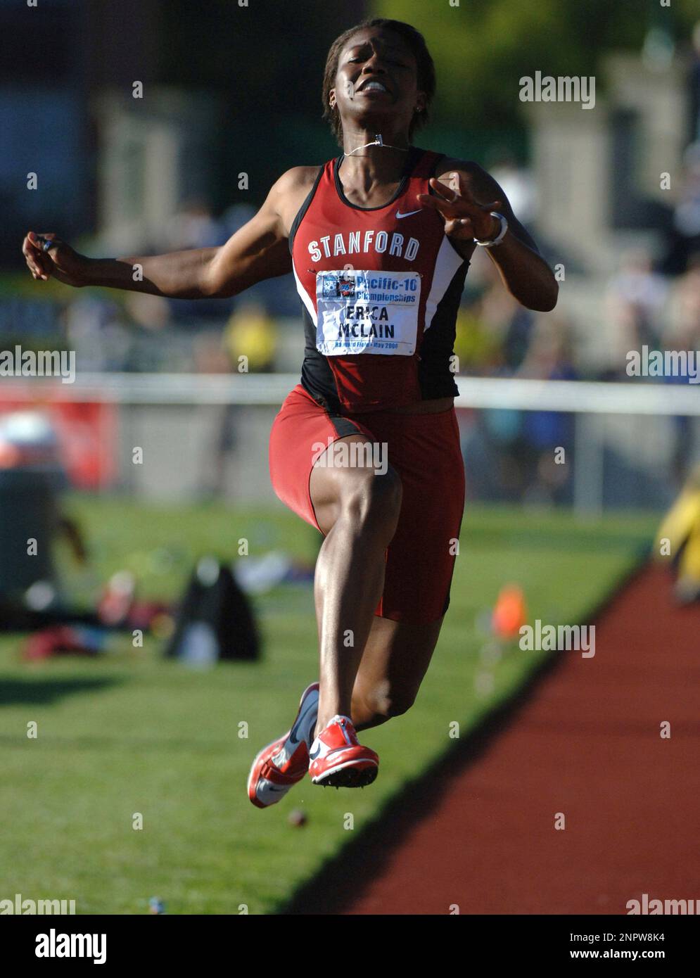 Erica McLain of Stanford wins the women's long jump at 21-5 1/2 (6.53m ...