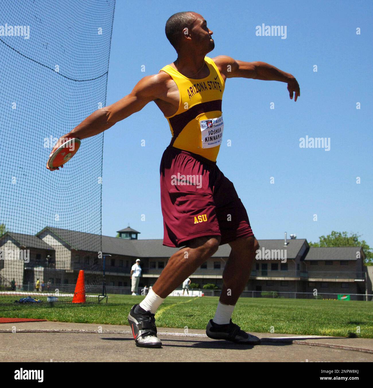 Joshua Kinnaman of Arizona State competes in the discus in the Pacific ...