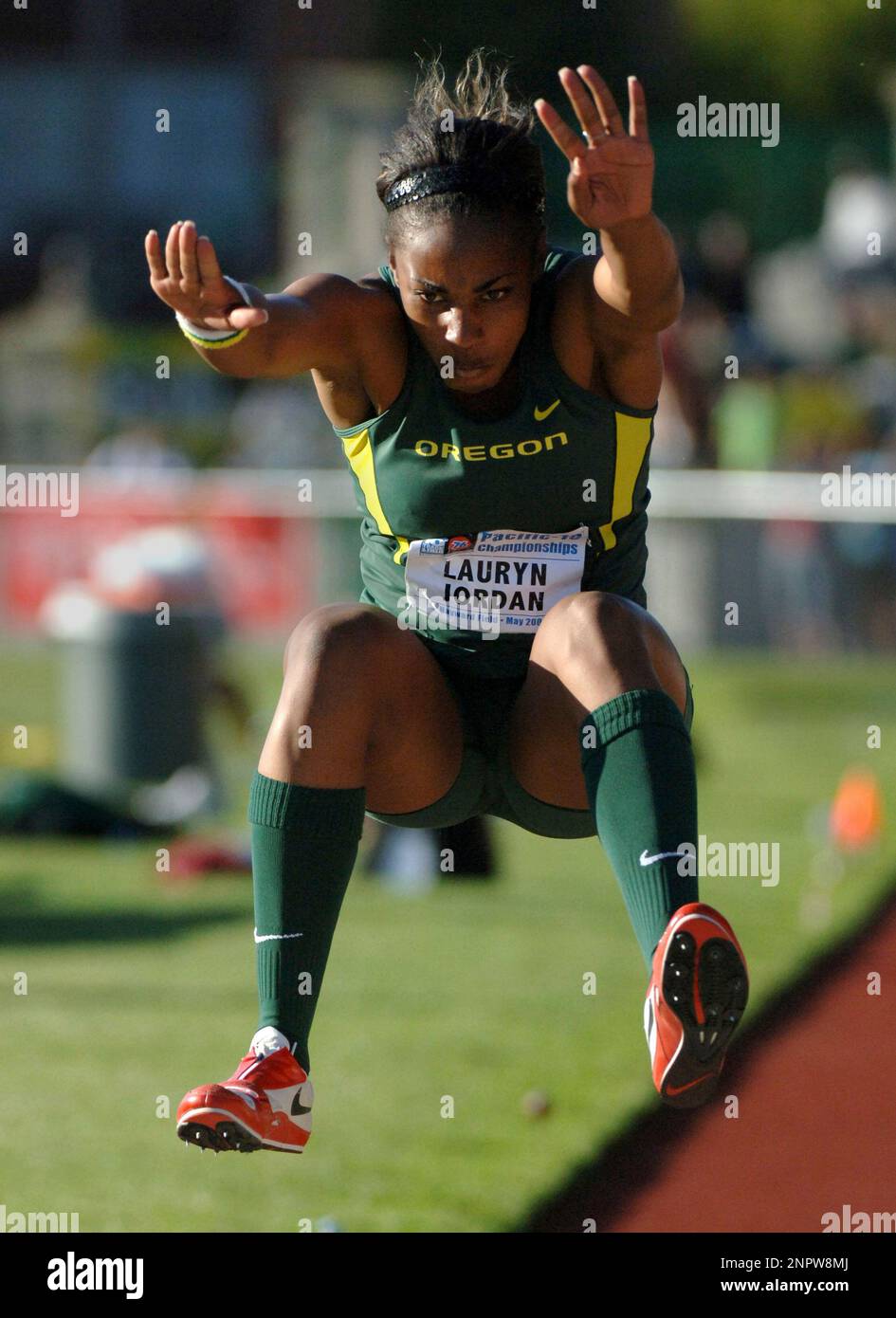 Lauryn Jordan of Oregon was fourth in the women's long jump at 20-4 1/4 ...