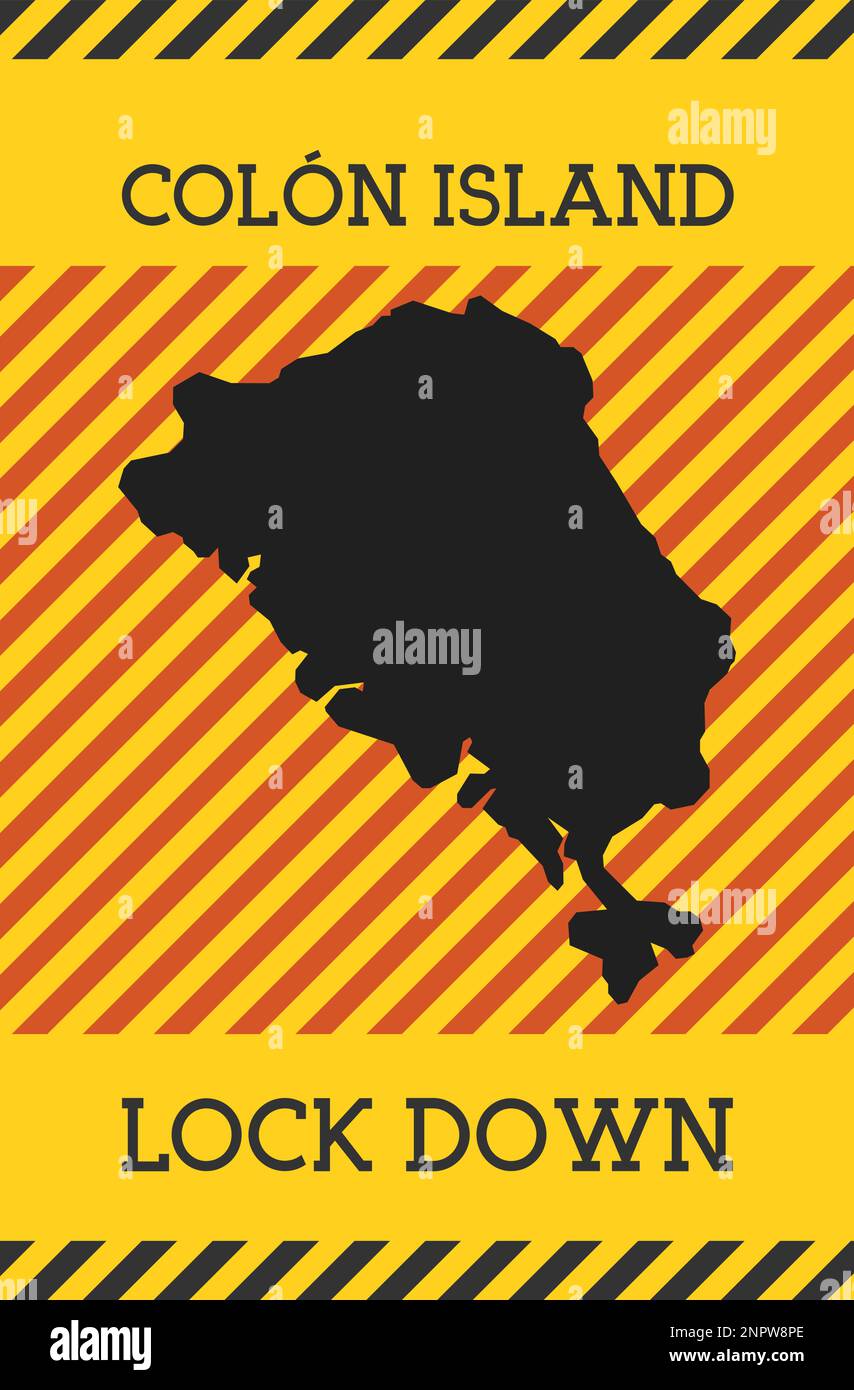 Colon Island Lock Down Sign. Yellow island pandemic danger icon. Vector ...