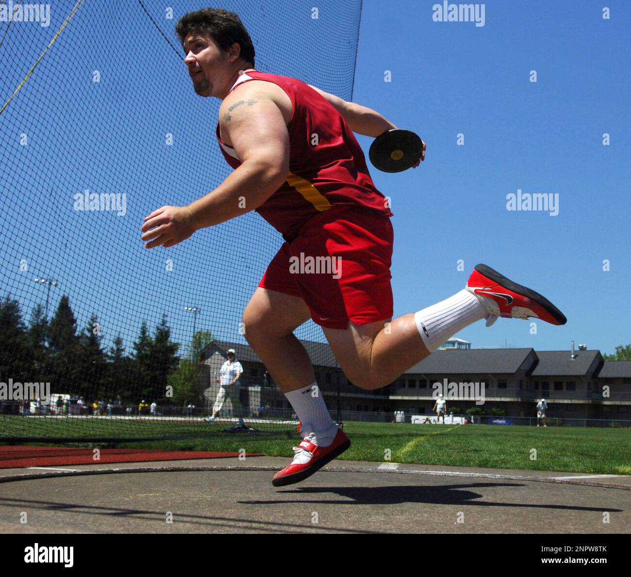 Noah Bryant of USC competes in the discus in the Pacific-10 Conference ...