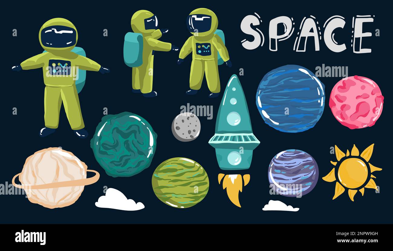 Alien planets vector cartoon set of space game user interface, ui or ...