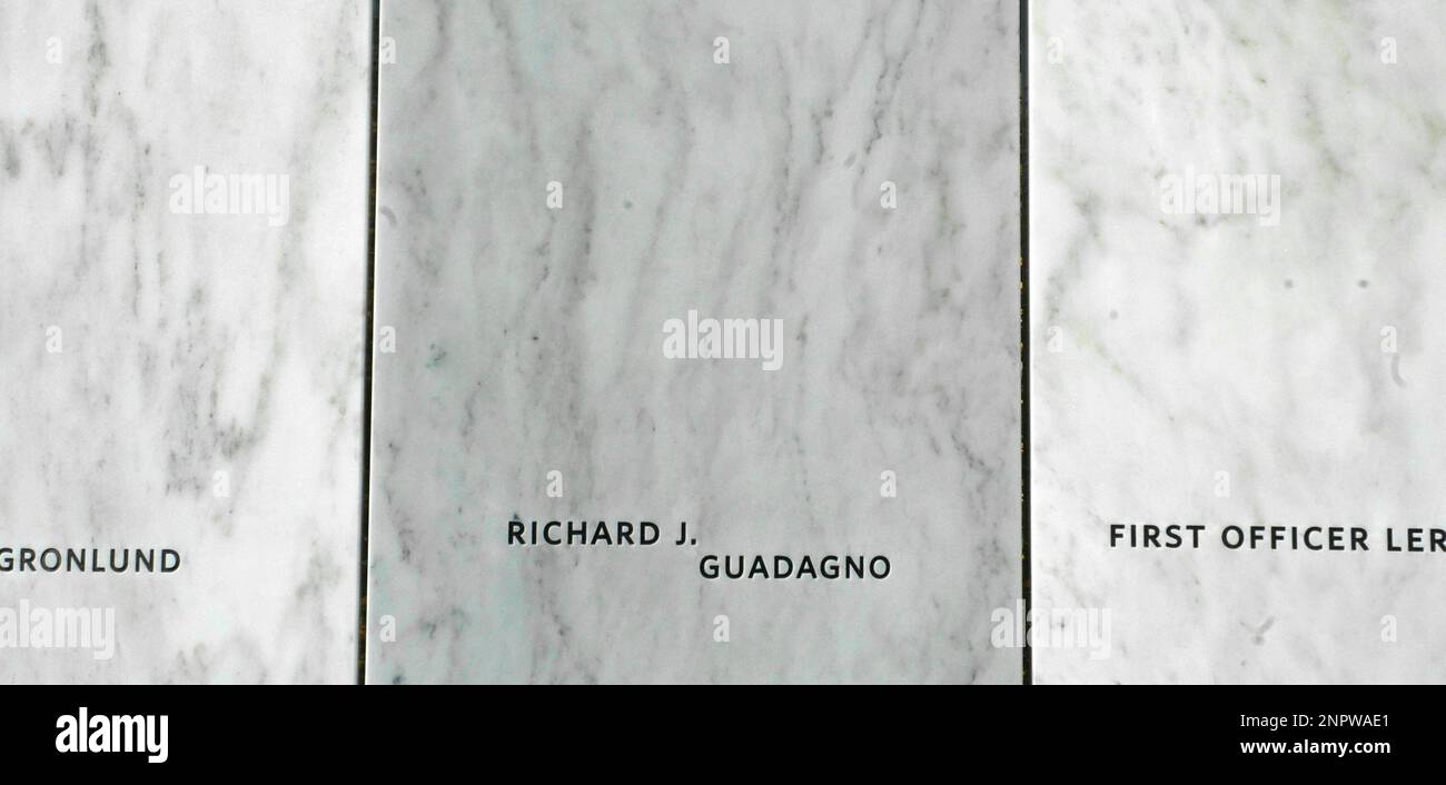 The panel displaying the name of Richard J. Guadagno is shown at the ...