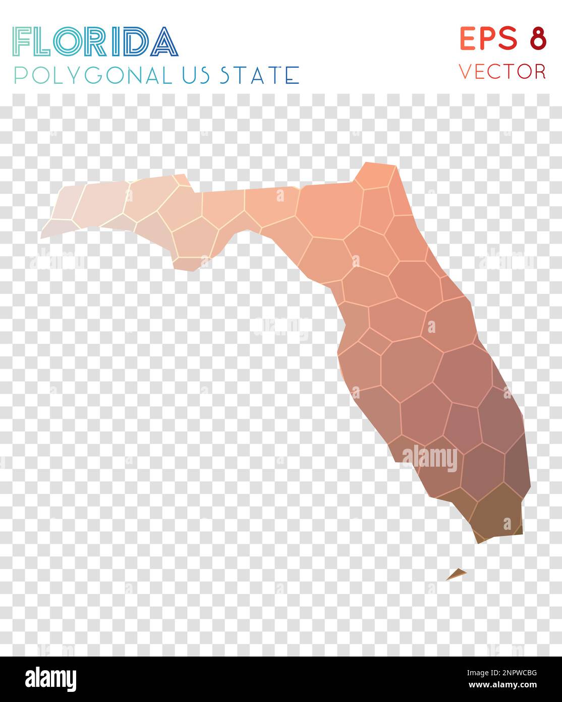 Florida polygonal map, mosaic style US state. Surprising low poly style ...