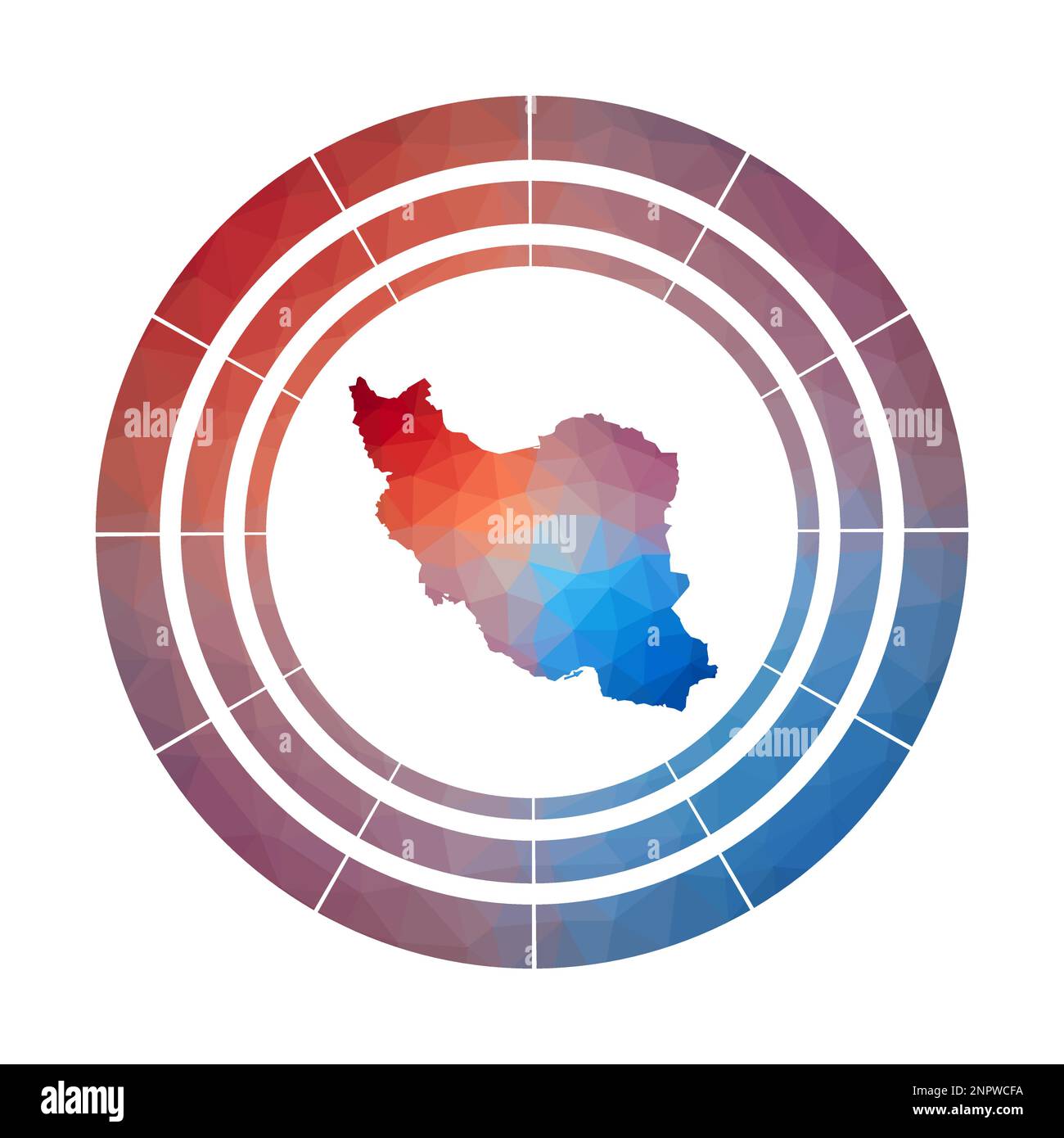 Iran badge. Bright gradient logo of country in low poly style ...