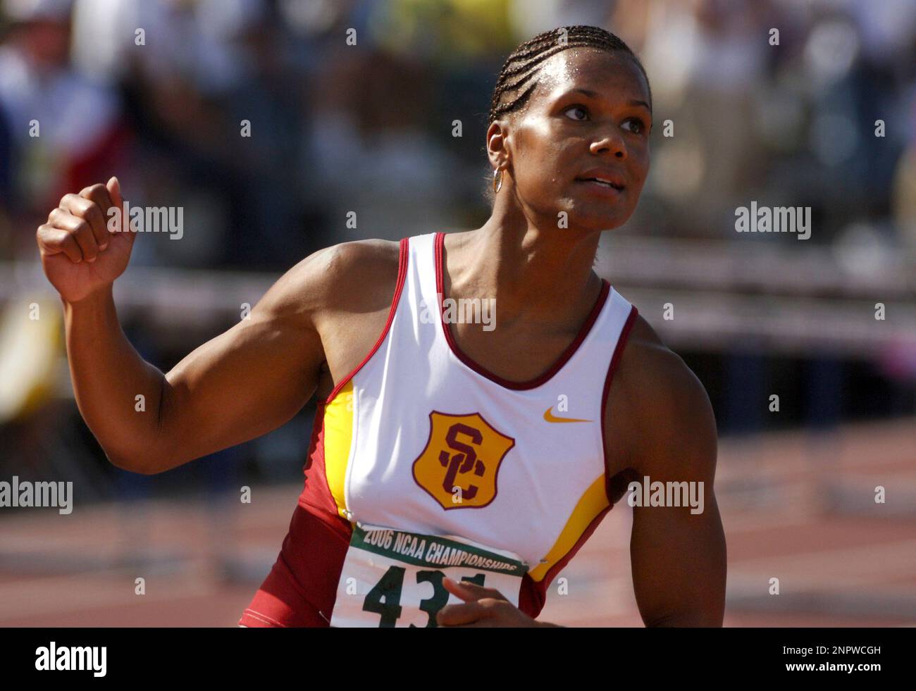 Virginia Powell aka Ginnie Powell of USC celebrates after setting a ...