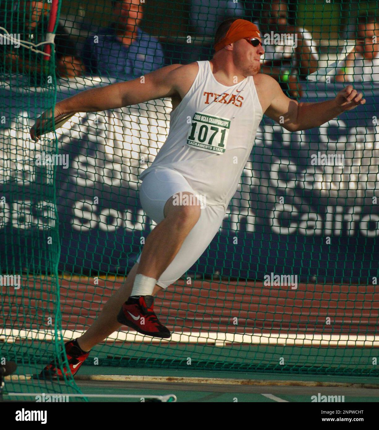 Derek Randall of Texas was eighth in the discus at 182-9 (55.70m) in ...