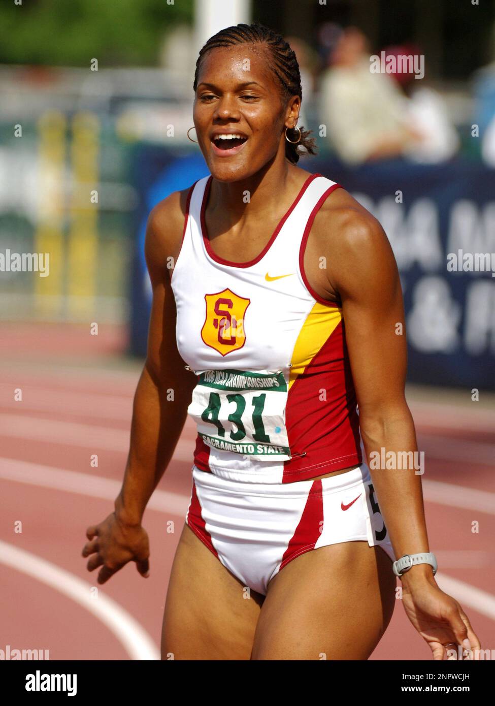 Virginia Powell aka Ginnie Powell of USC celebrates after setting a ...