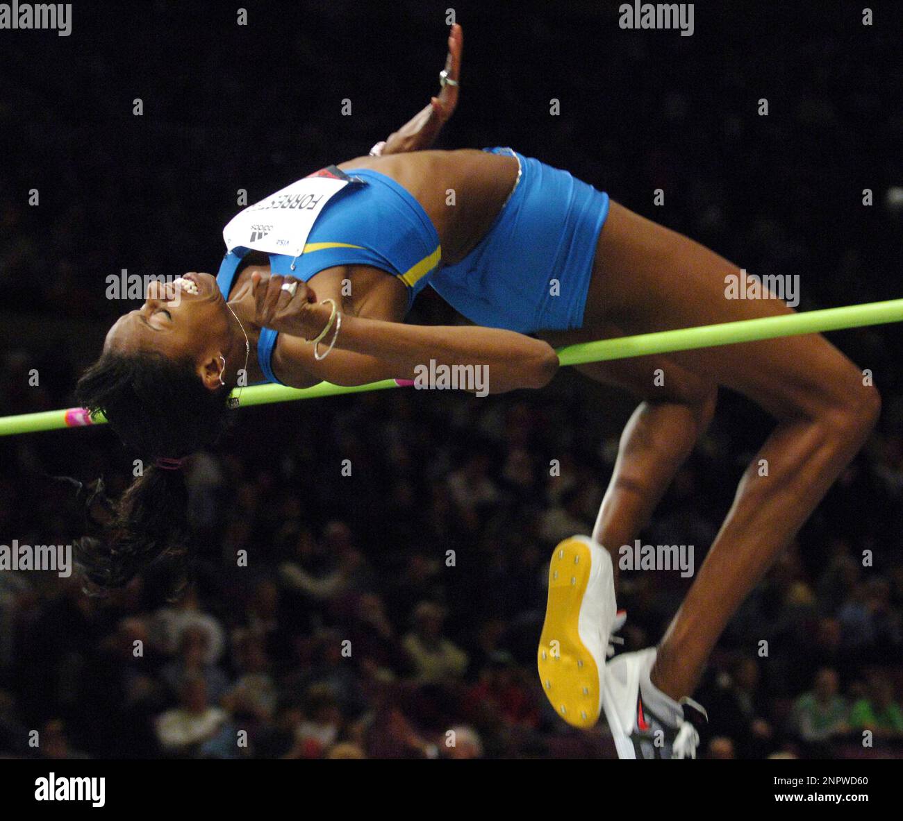 Nicole Forrester competes in the women's high jump in the 99th Millrose ...