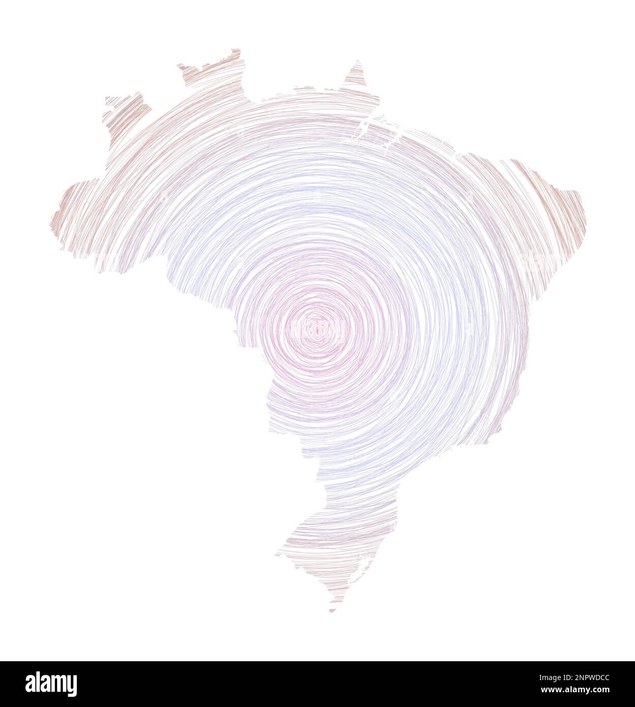 Brazil map filled with concentric circles. Sketch style circles in the ...