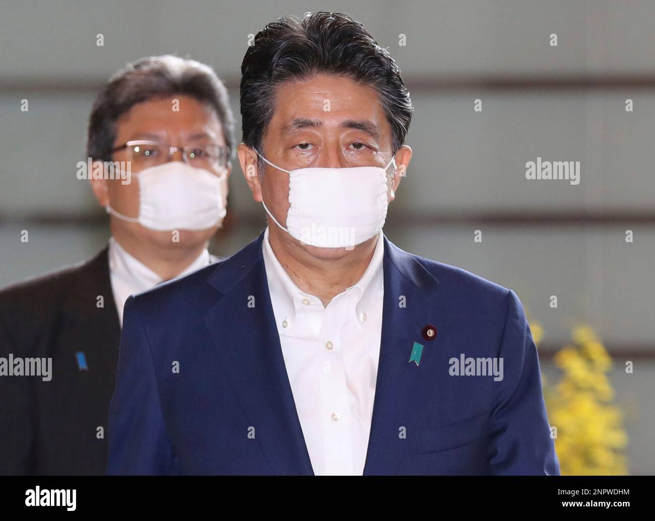 Japan's Prime Minister Shinzo Abe arrives at Prime Minister's Office in ...