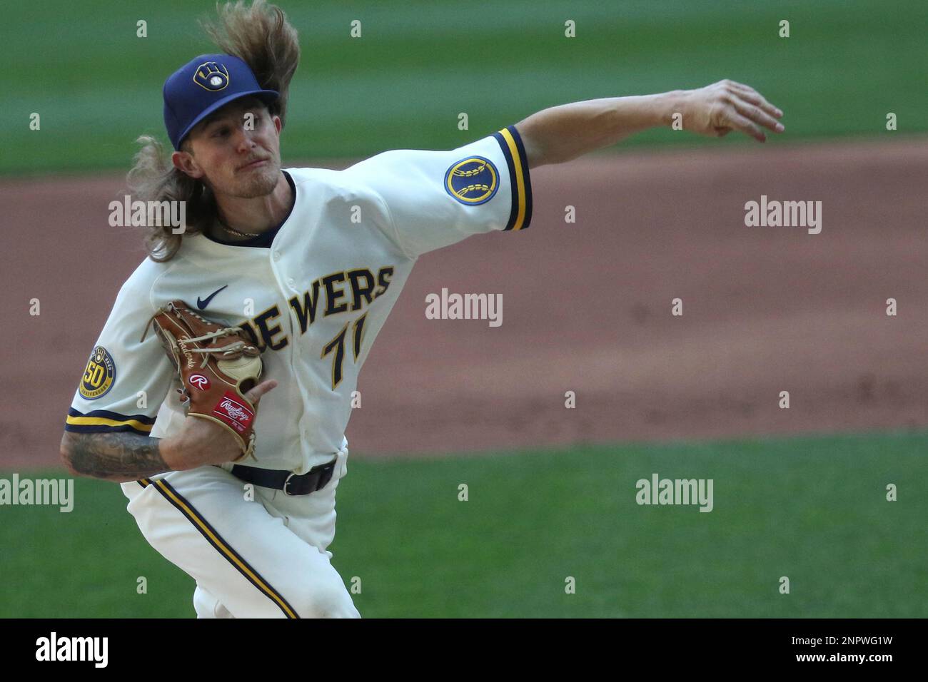 MILWAUKEE, WI - JULY 04: Milwaukee Brewers relief pitcher Josh Hader ...