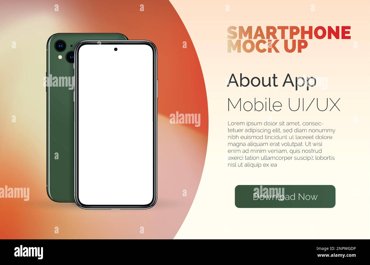 Smartphone realistic mockup. Device UI, UX mock up for presentation template. Cellphone frame ...