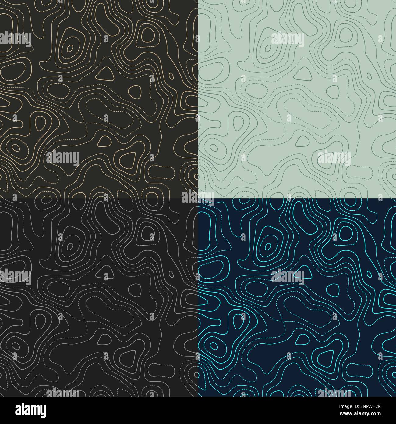 Topography patterns. Seamless elevation map tiles. Amazing isoline ...