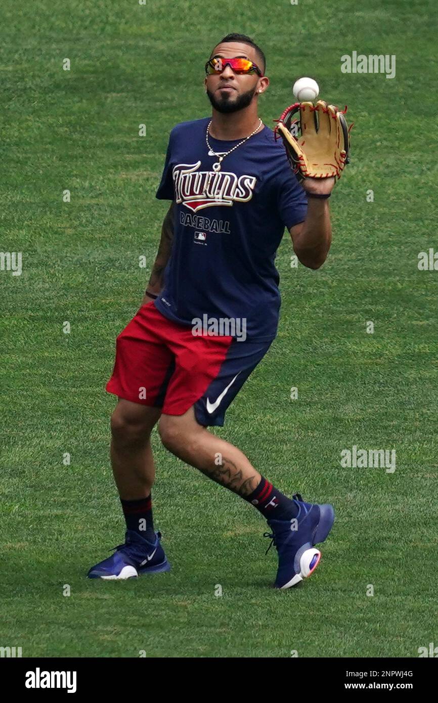 Minnesota Twins left fielder Eddie Rosario catches a pop fly during ...