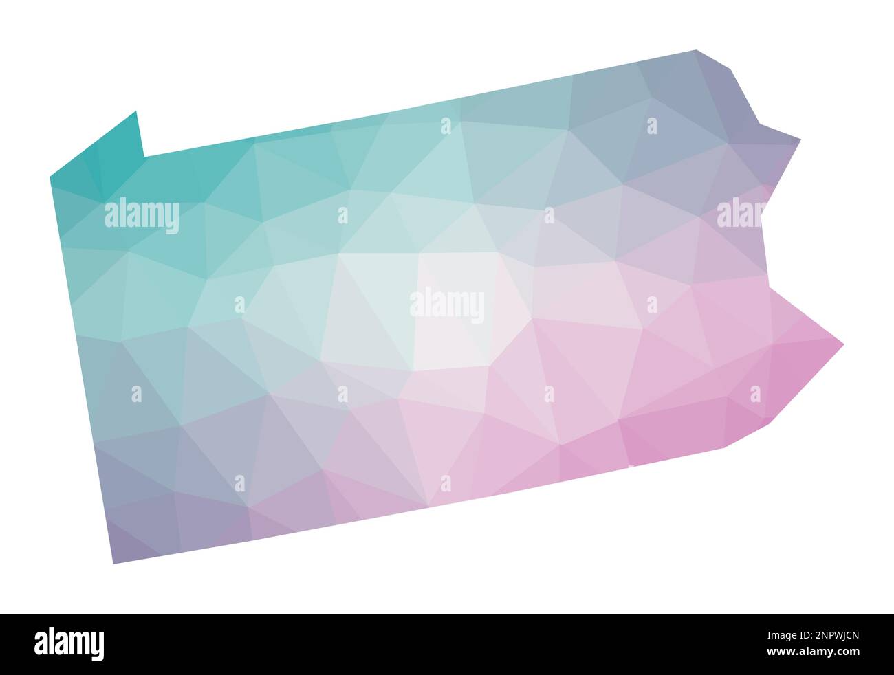 Polygonal map of Pennsylvania. Geometric illustration of the US state ...