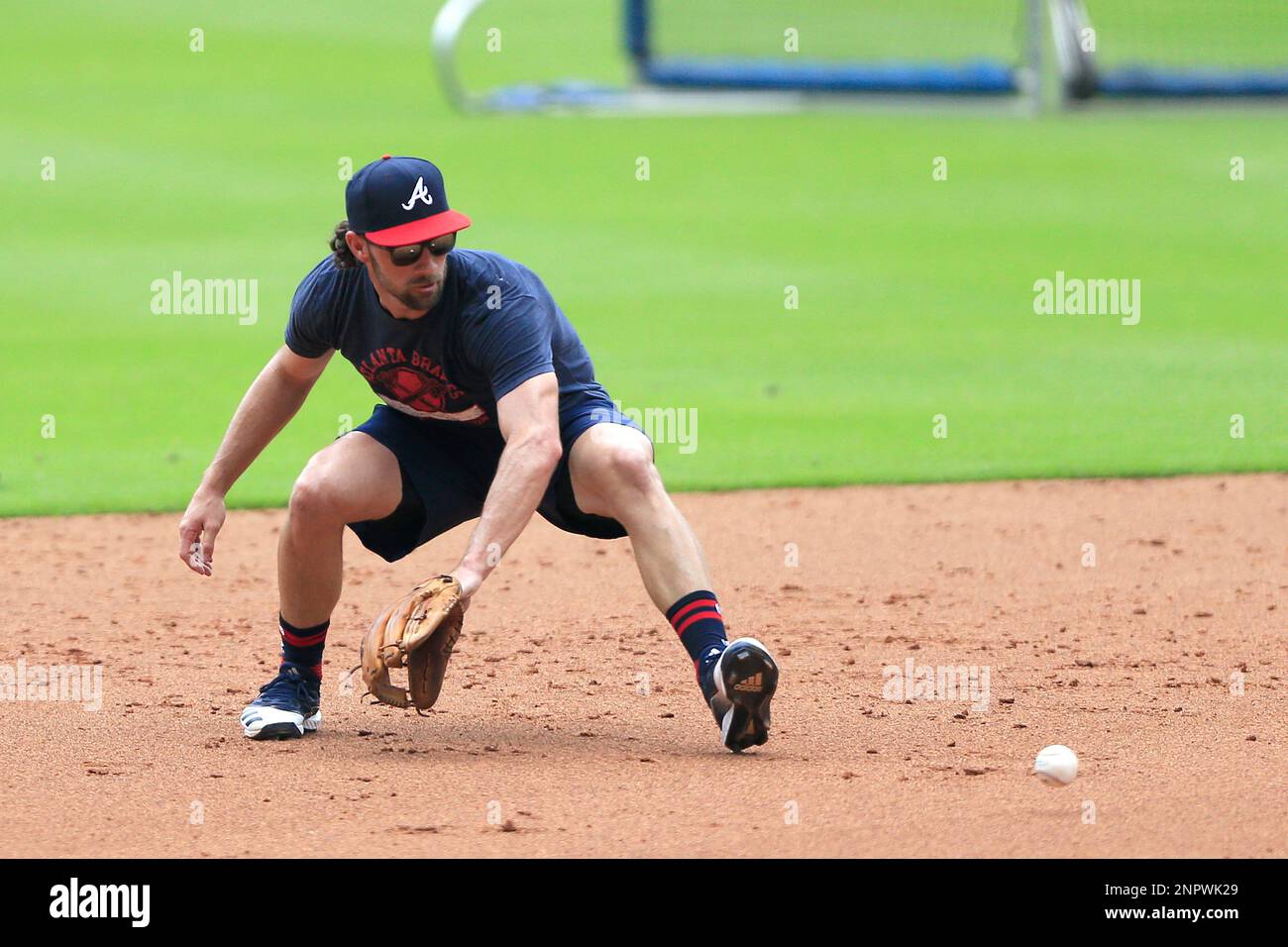 ATLANTA, GA - JULY 04: Charlie Culberson fields grounders during Day 2 ...