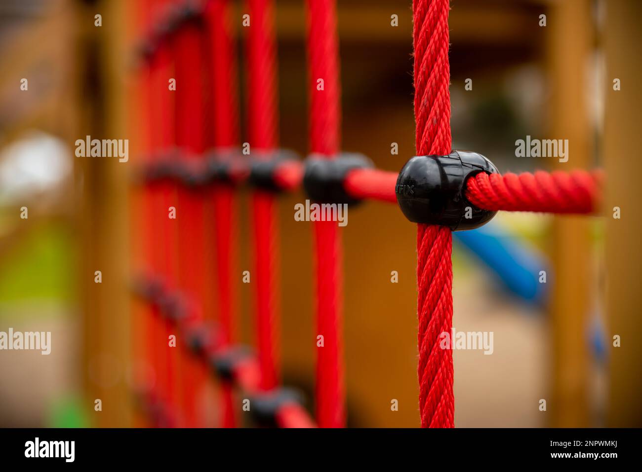 climbing net in children's playground , red rope Childrens playground ...