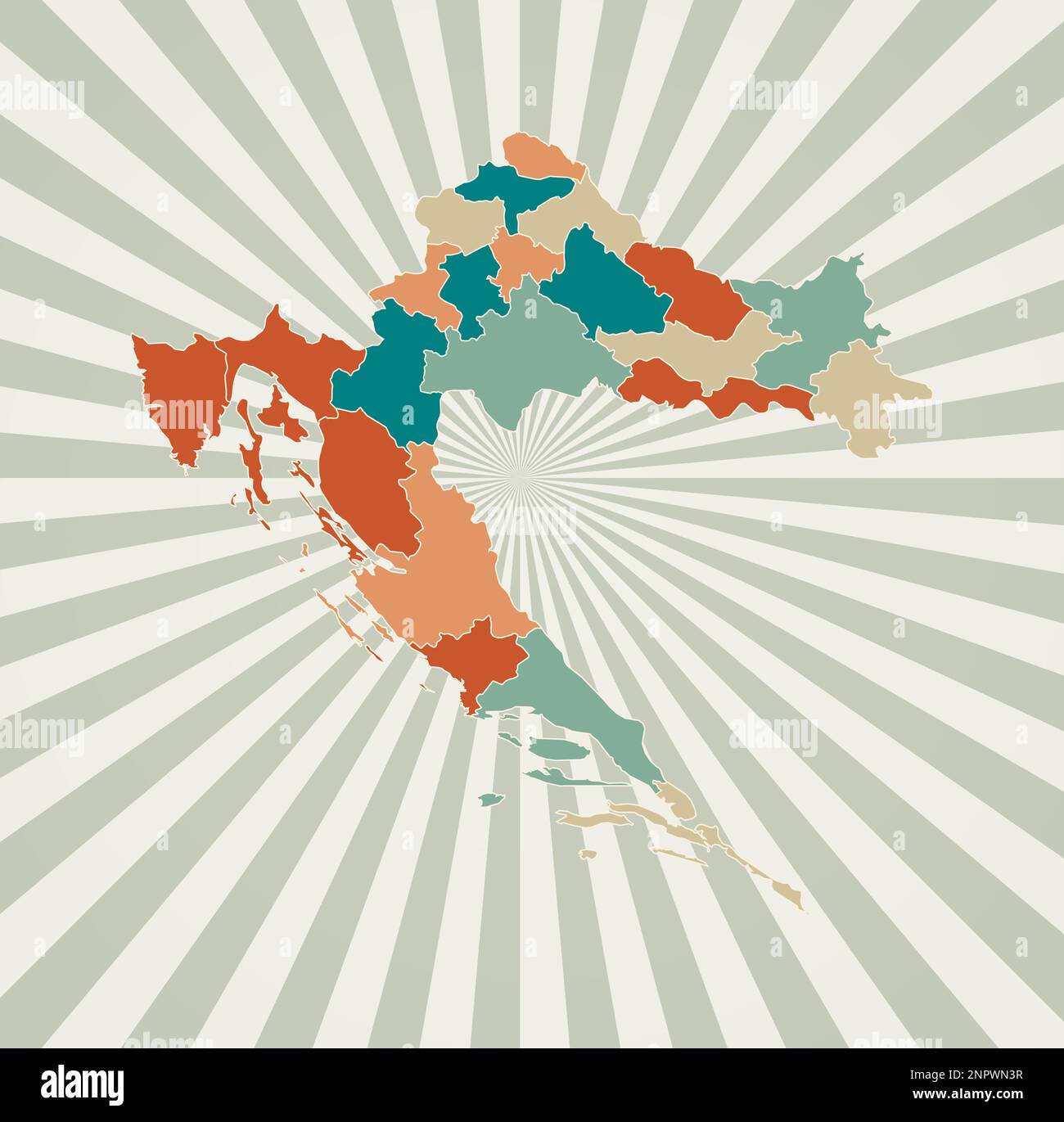 Croatia map. Poster with map of the country in retro color palette ...