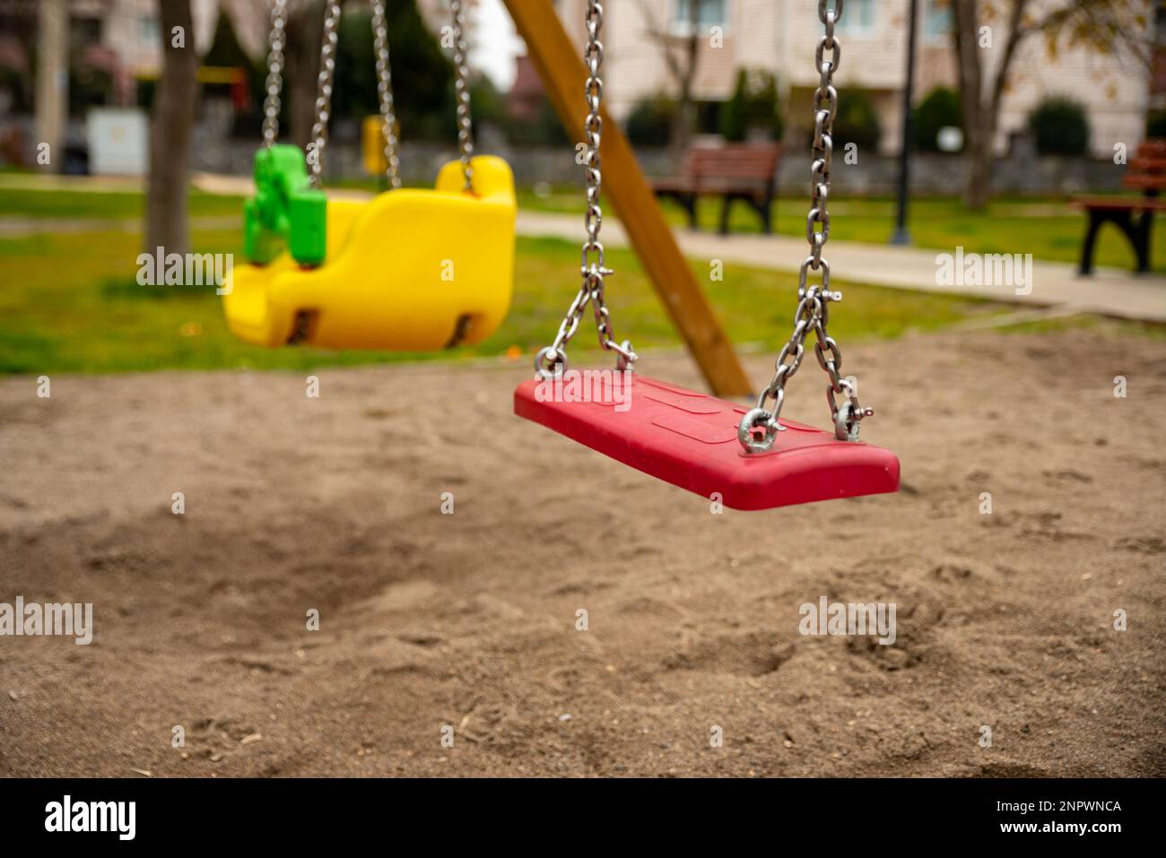 children's playground in the city , children's entertainment area with ...