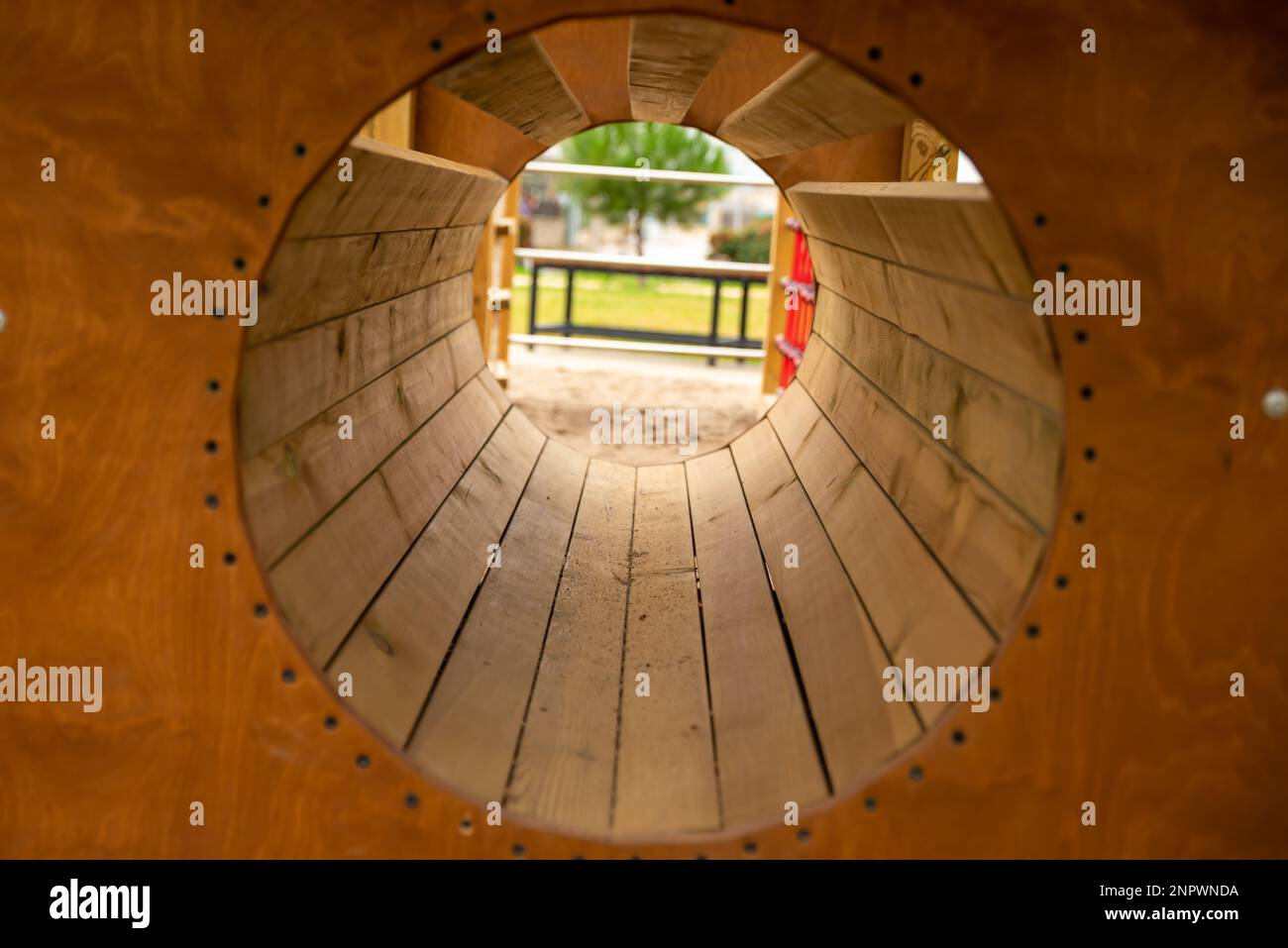 tunnel in modern playground from wood material ,children's playground ...