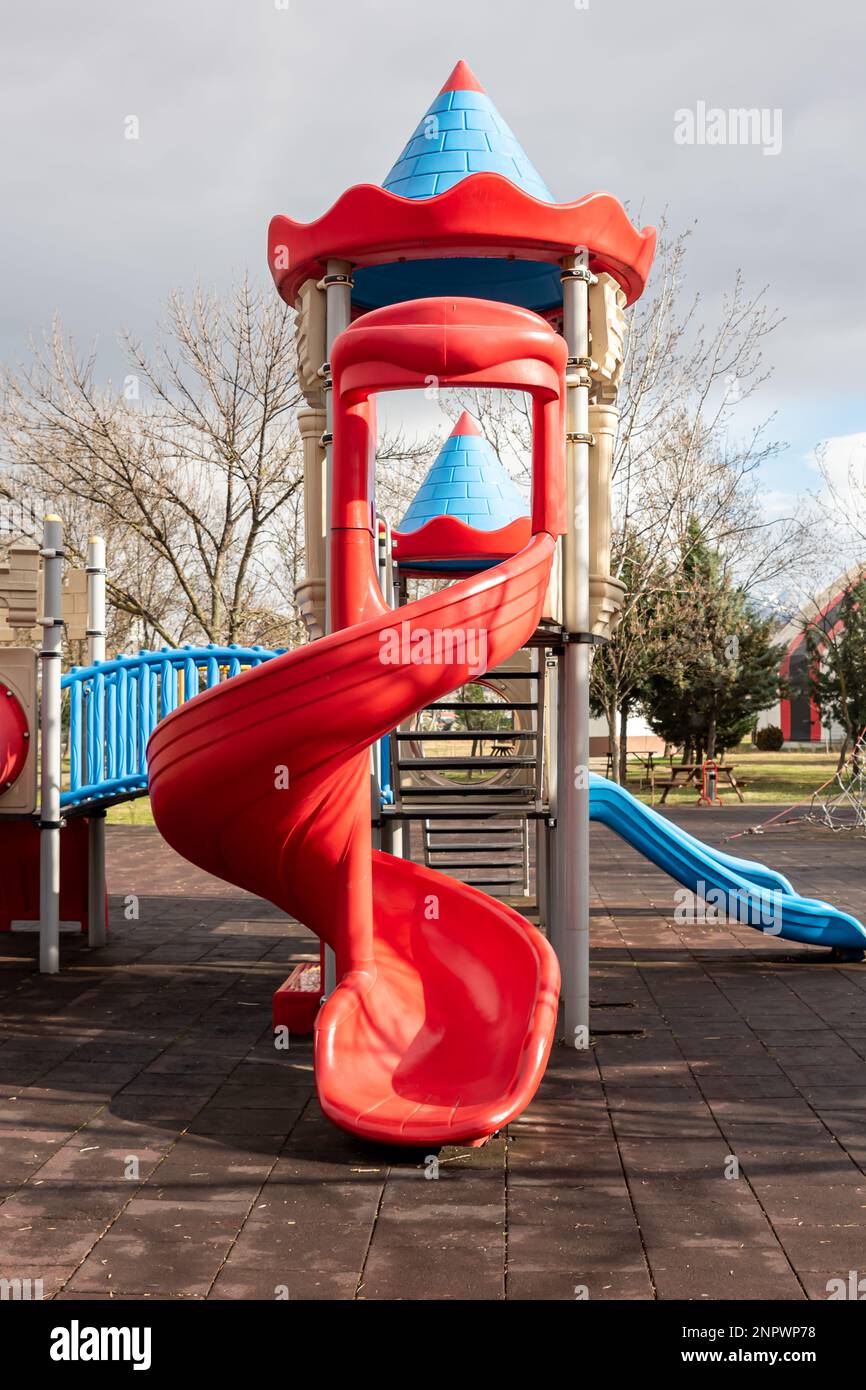 children's playground made of plastic material in the city , harmful plastic used in children's ...