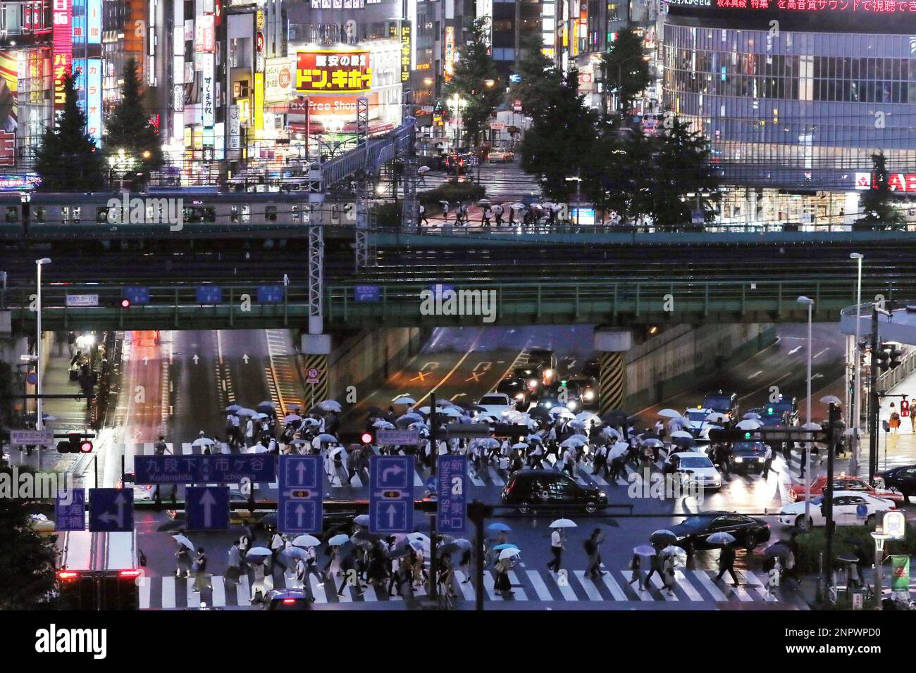 Lots of people are seen at Kabukicyo area in Shinjuku Ward, Tokyo on ...