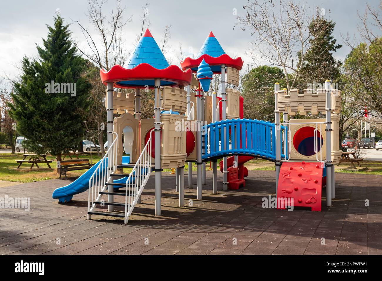 children's playground made of plastic material in the city , harmful ...