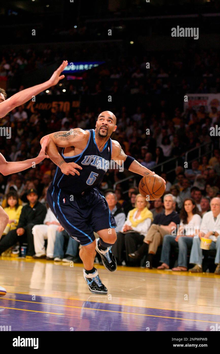 Utah Jazz forward Carlos Boozer (5) makes a move with the basketball ...