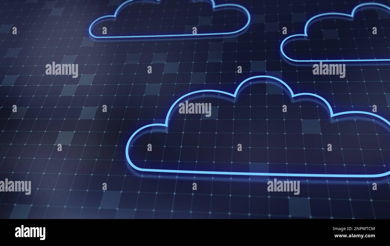 3D rendering the concept of cloud technologies and server data ...