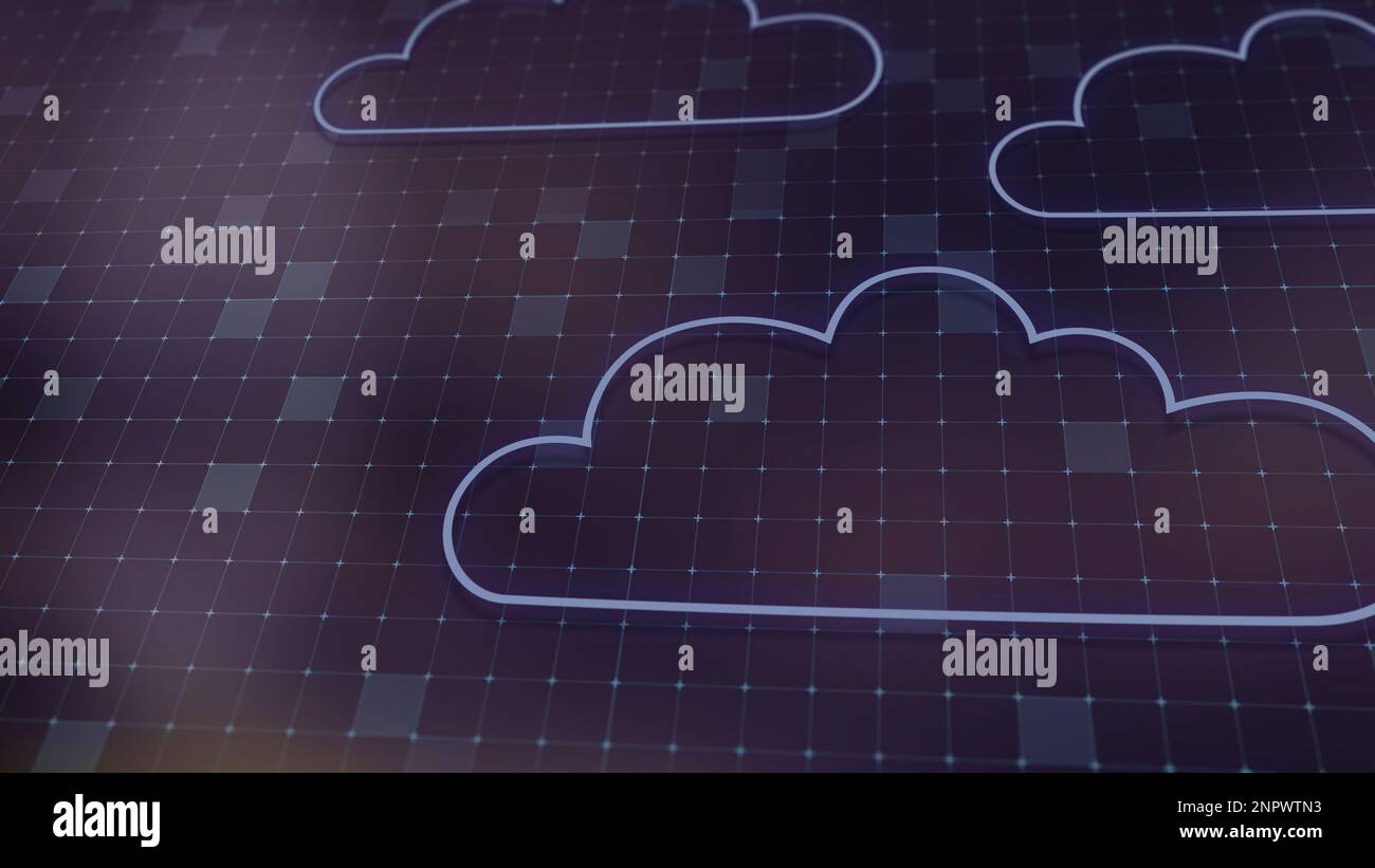 3D rendering the concept of cloud technologies and server data processing. Abstract service ...