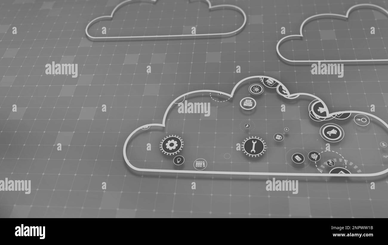 3d Rendering The Concept Of Cloud Technologies And Server Data Processing Abstract Service