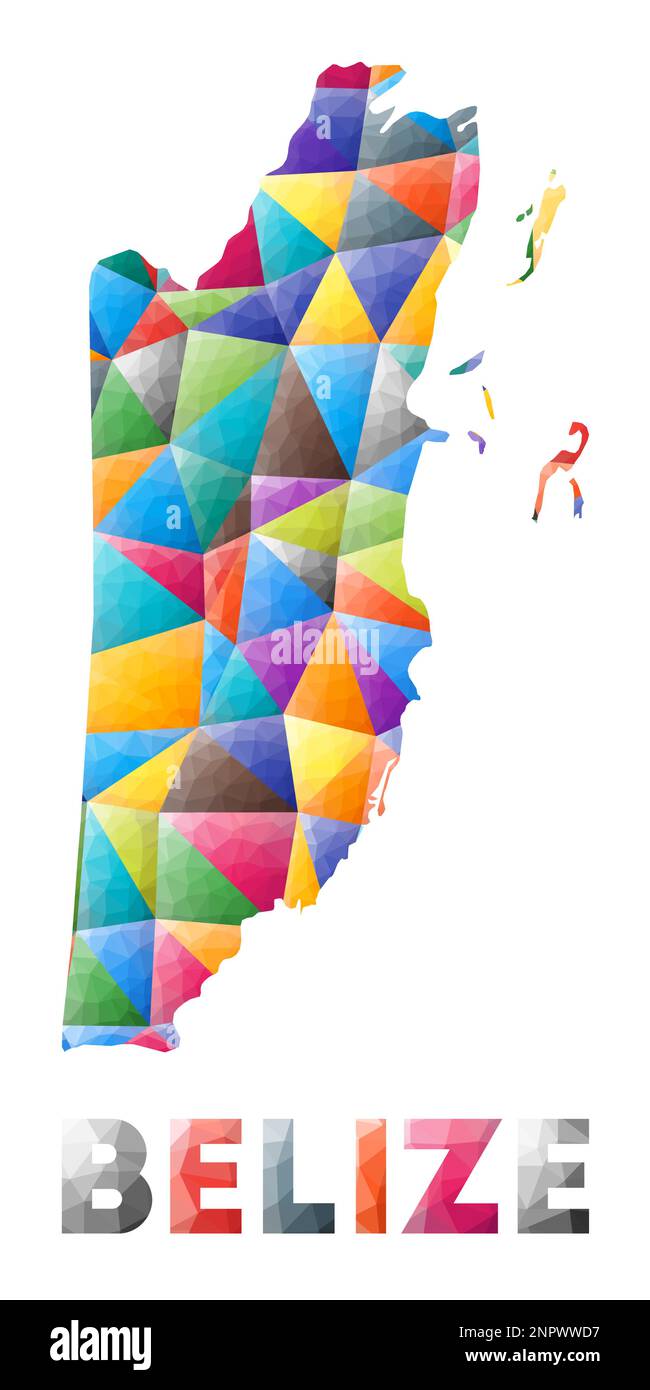 Belize - colorful low poly country shape. Multicolor geometric ...
