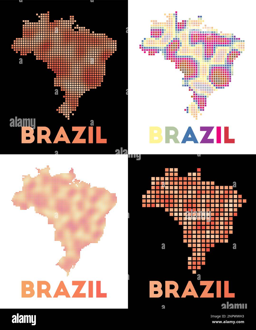 Brazil map. Collection of maps of Brazil in dotted style. Borders of ...